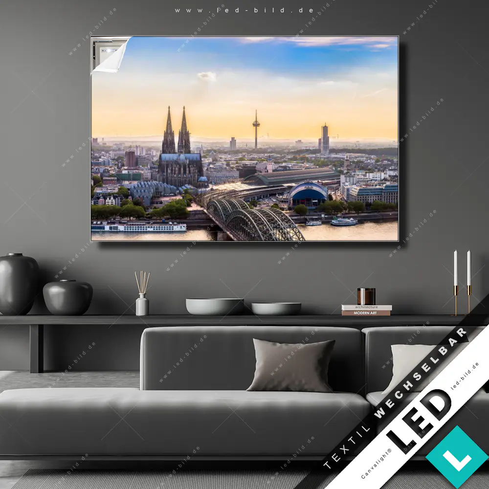 Canvalight® LED-Bild 💚 Kölner Skyline | Städte - Skylines | Querformat ...