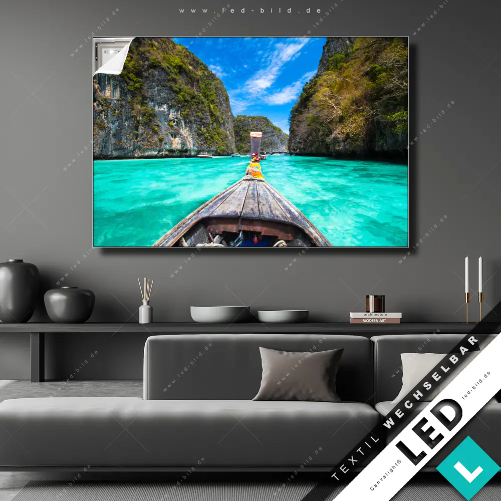 Canvalight® LED-Bild 💚 Longtail-Boot | Landschaften, Strand - Meer ...