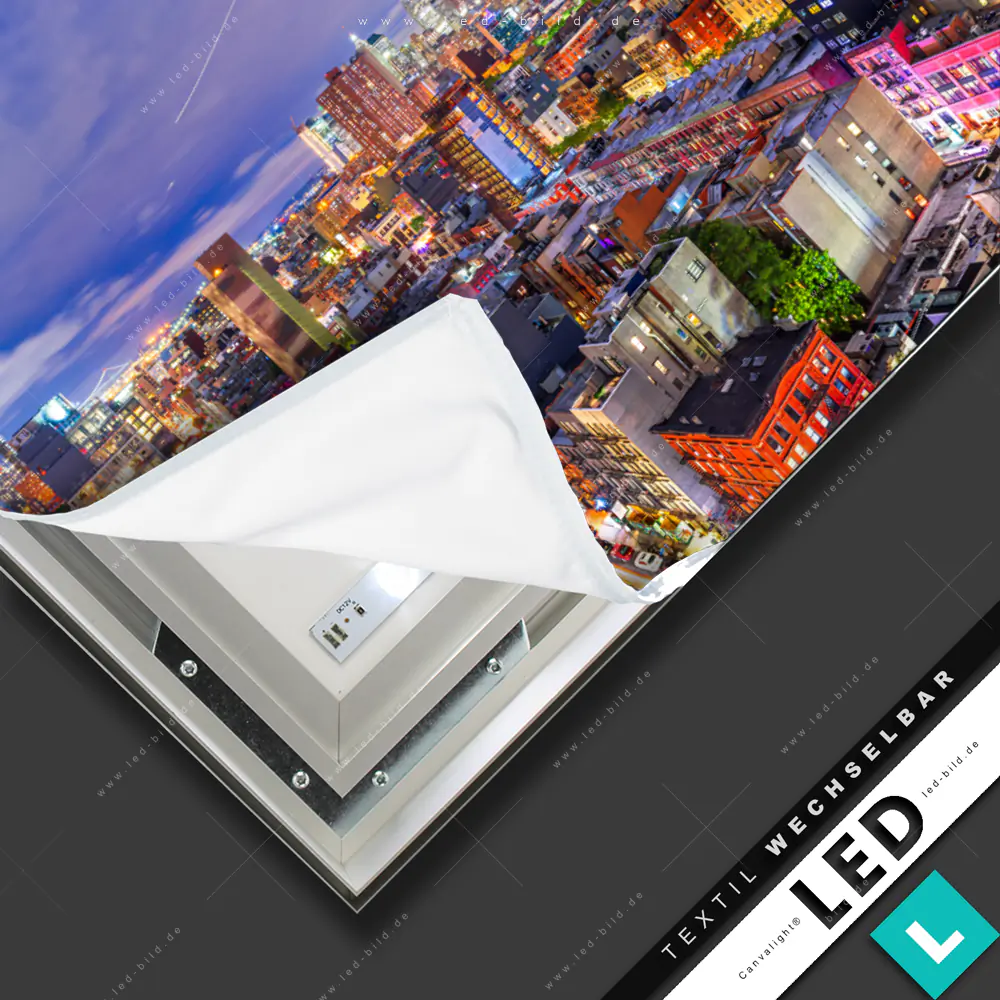 Canvalight® TEX LED-Bild Urbaner Abendhimmel von New York | Architektur ...
