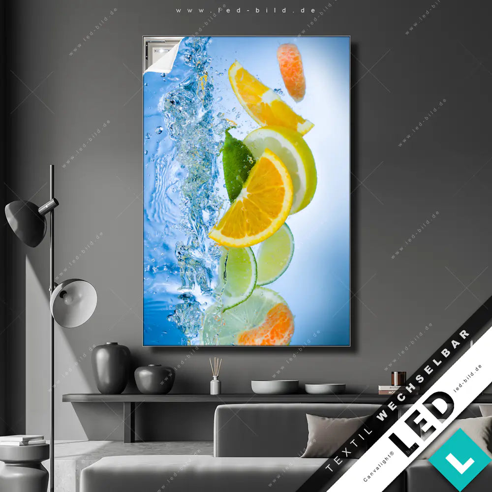 Canvalight® TEX LED-Bild aufgeschnittenes Obst im Wasserbad | Essen ...