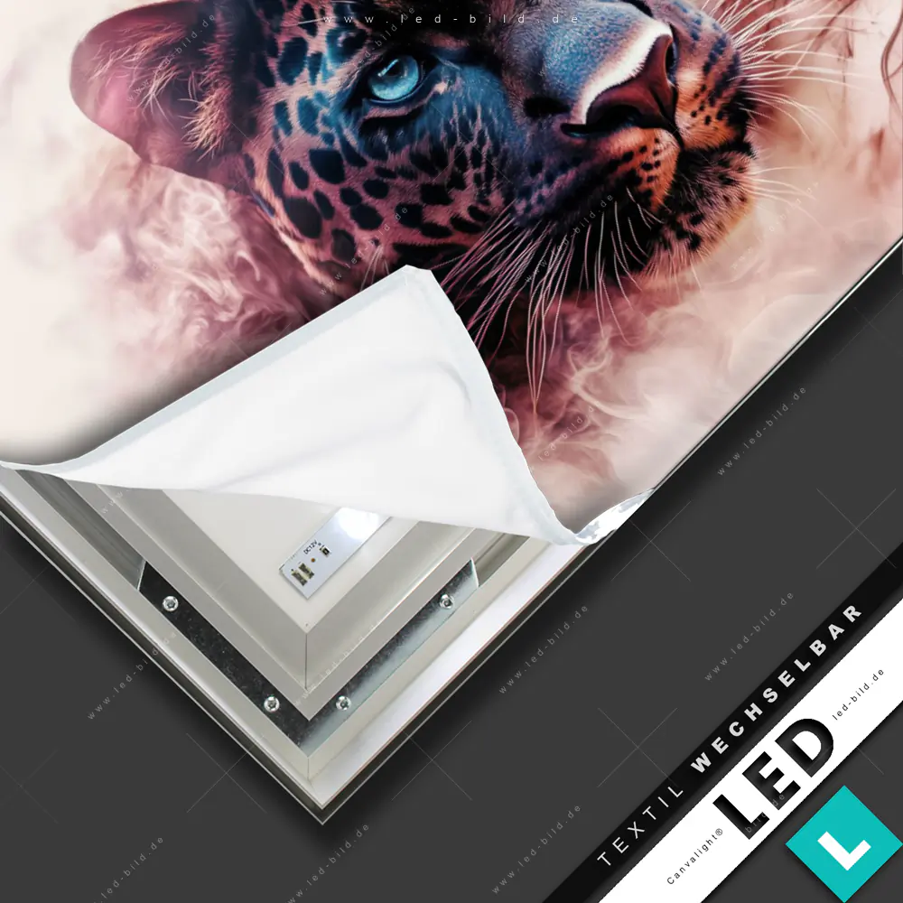 Canvalight® TEX LED-Bild Kraft des Panthers | Tierwelt | Querformat ...
