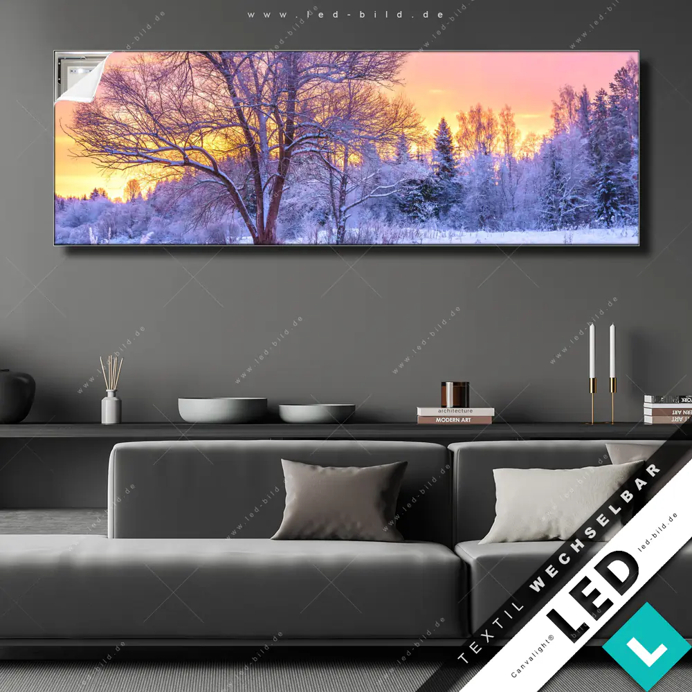 Canvalight® TEX LED-Bild Verschneite Landschaft | Landschaften, Winter ...