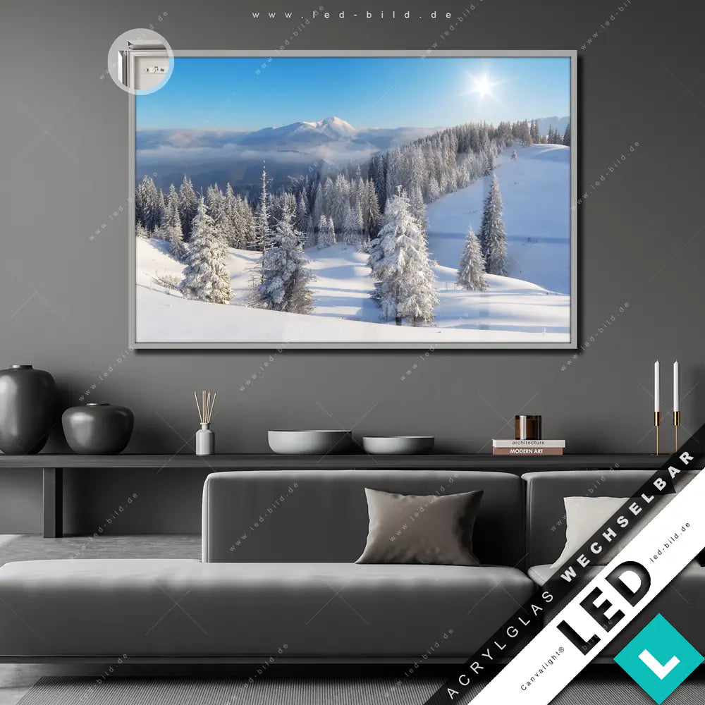 LED Glasbild Canvalight® DIA Schneebedeckte Tannen | Landschaften ...