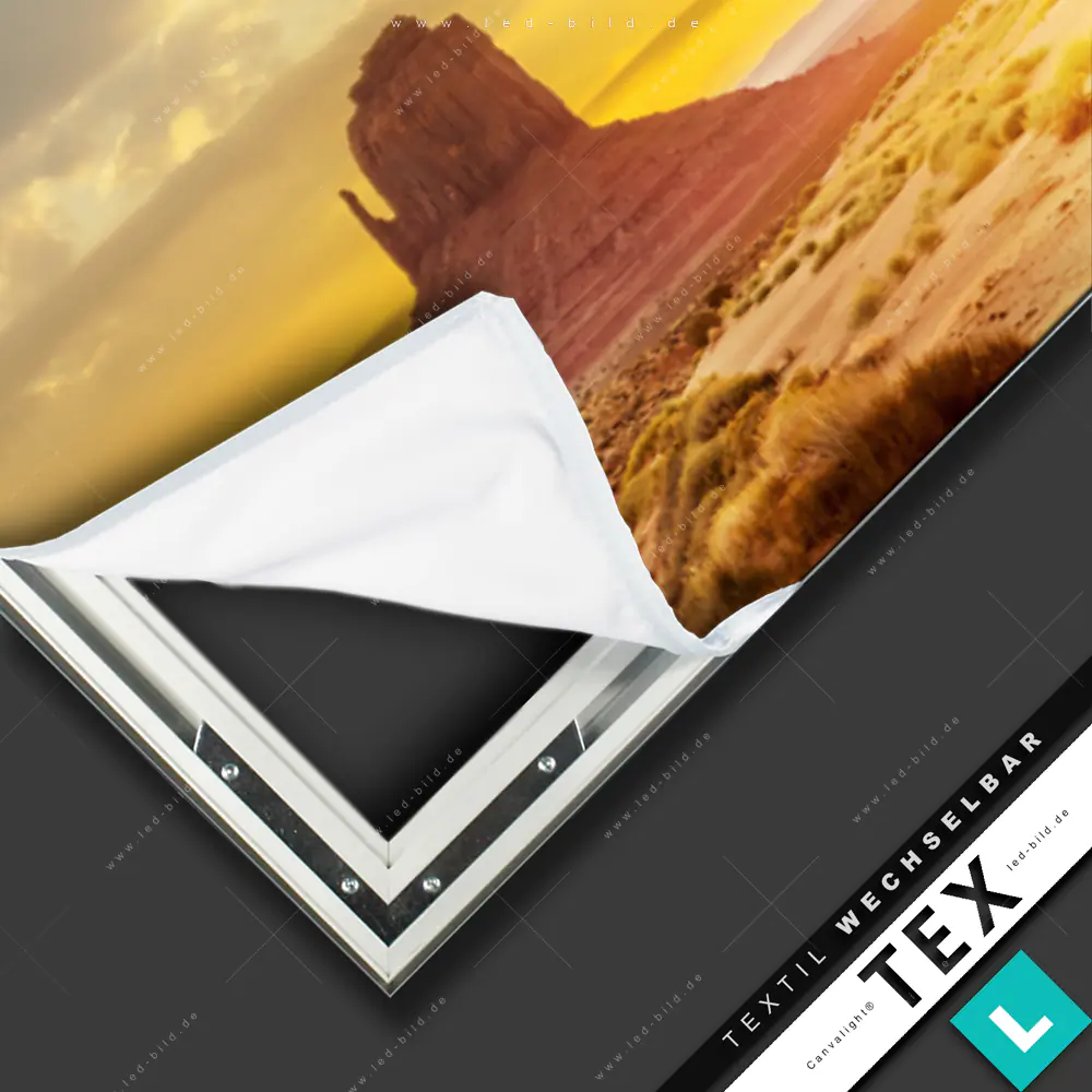 Textilrahmen-Bild Canvalight® TEX Sandsteinfelsen bei Abenddämmerung in ...