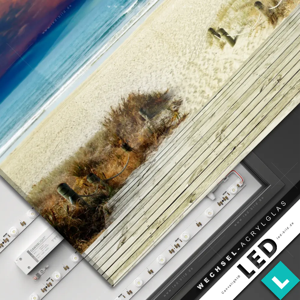 LED-Wechsel-Bild Canvalight® DIA Verträumter Steg zum Strand ...