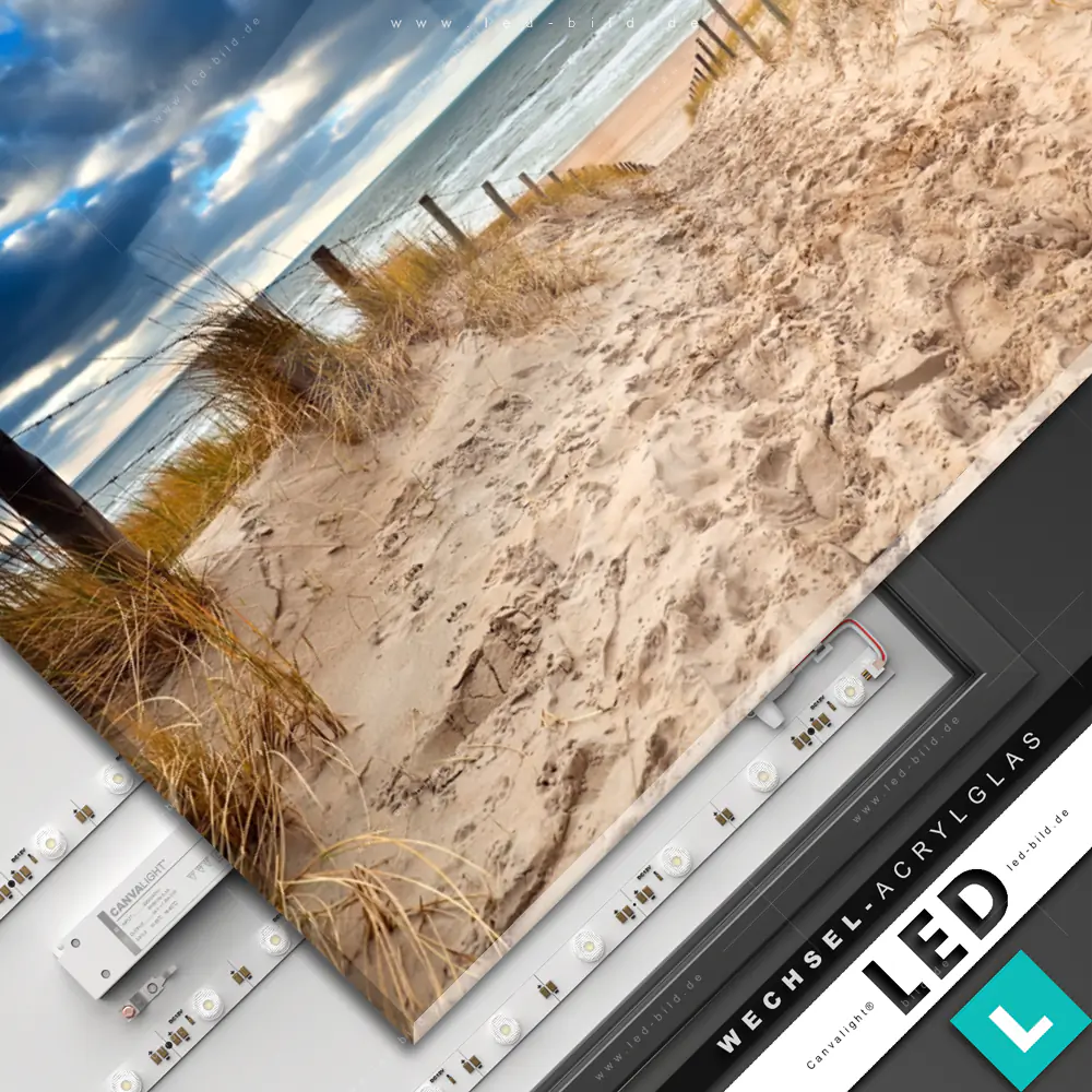 LED-Wechsel-Bild Canvalight® DIA Küste mit Wolken | Landschaften ...
