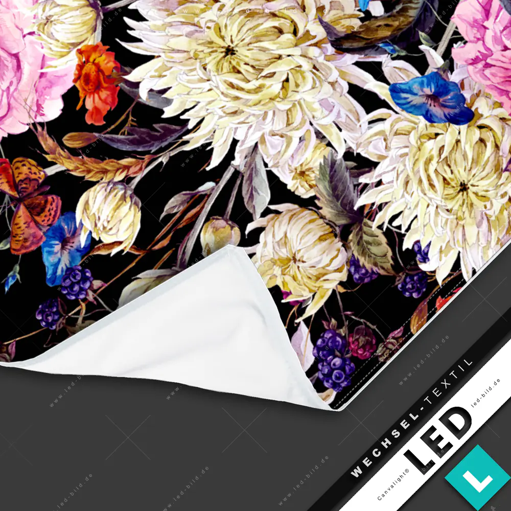 LED-Wechsel-Bild Canvalight® TEX Blüten in dezenten Farben | Blumen ...