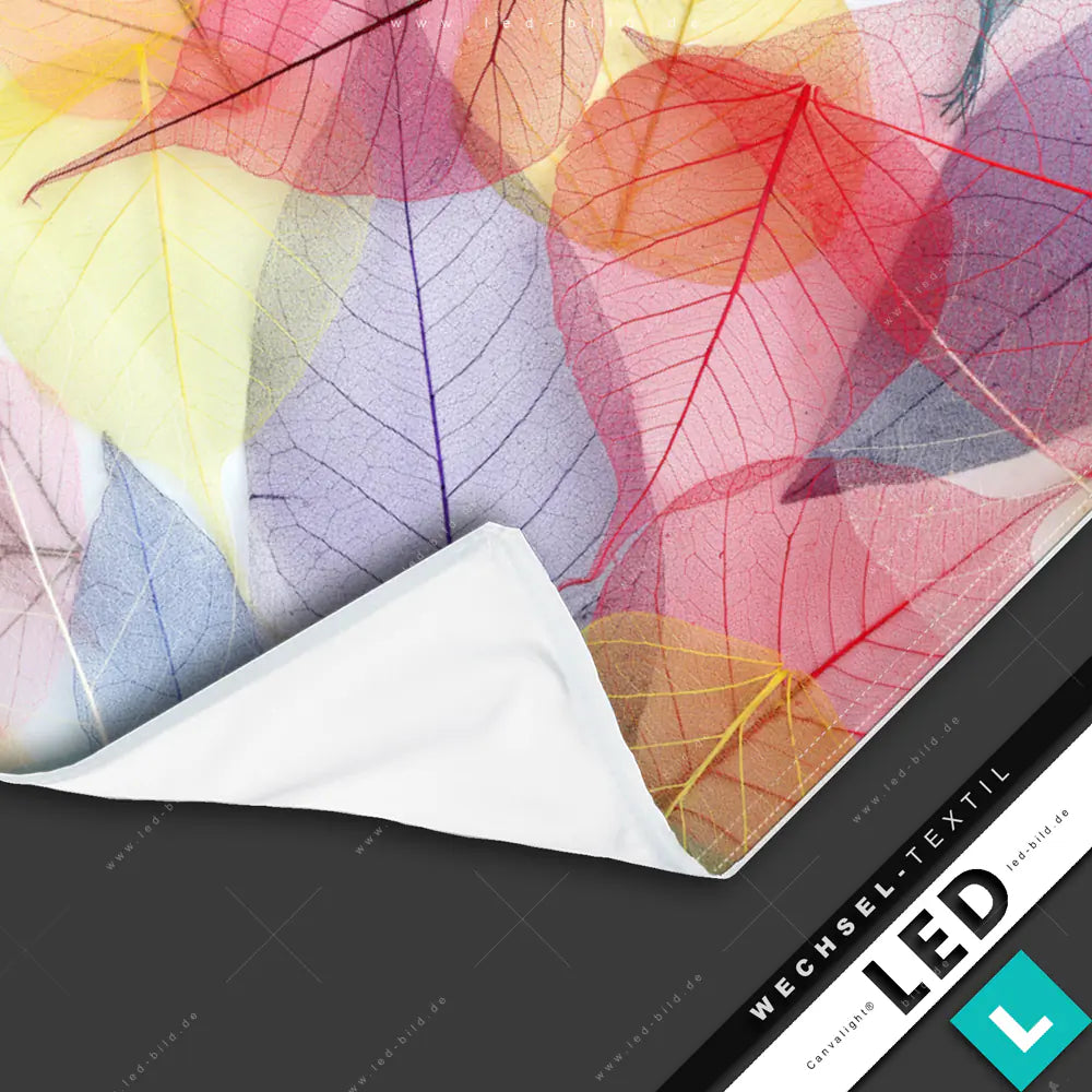 Wechsel-Textil 💚 zarte Blattstrukturen | LED-Bild Canvalight® TEX ...