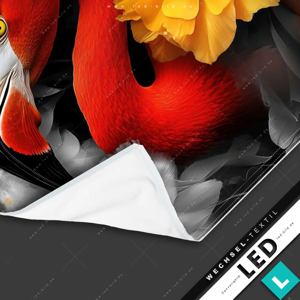 LED-Wechsel-Bild Canvalight® TEX Flamingo - Eleganz in Rot | Tierwelt ...