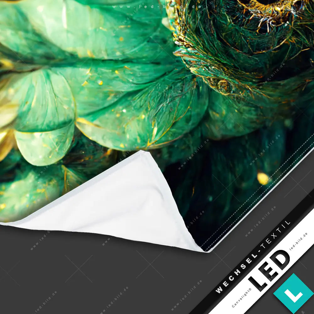 Wechsel-Textil 💚 Grüngoldenes Laub | LED-Bild Canvalight® TEX ...