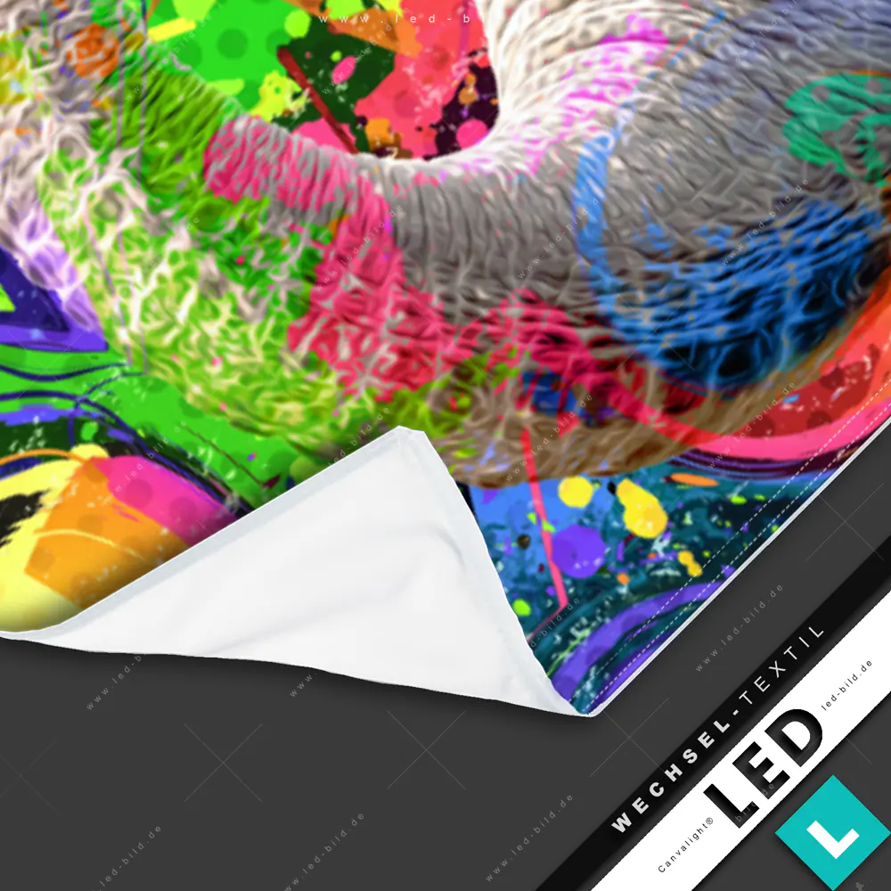 LED-Wechsel-Bild Canvalight® TEX Elefant mit moderner Färbung ...
