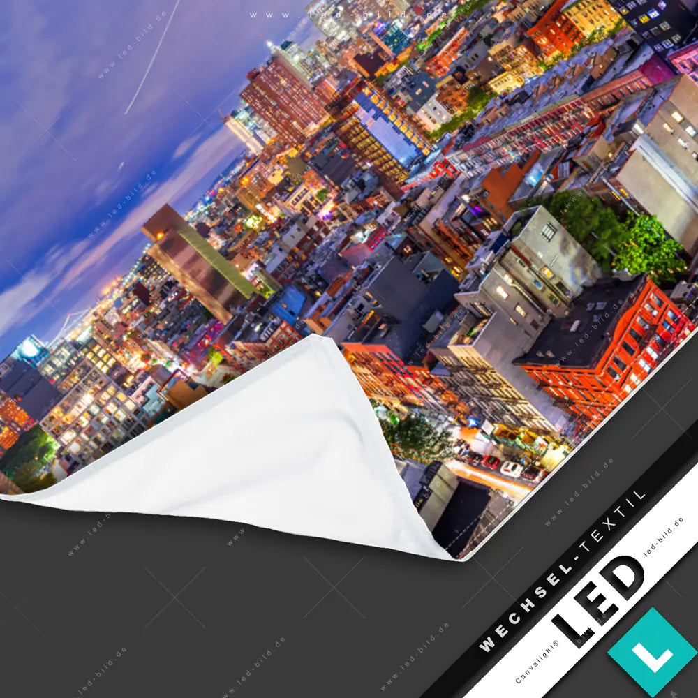 Wechsel-Textil 💚 Lichtermeer von New York | LED-Bild Canvalight® TEX ...