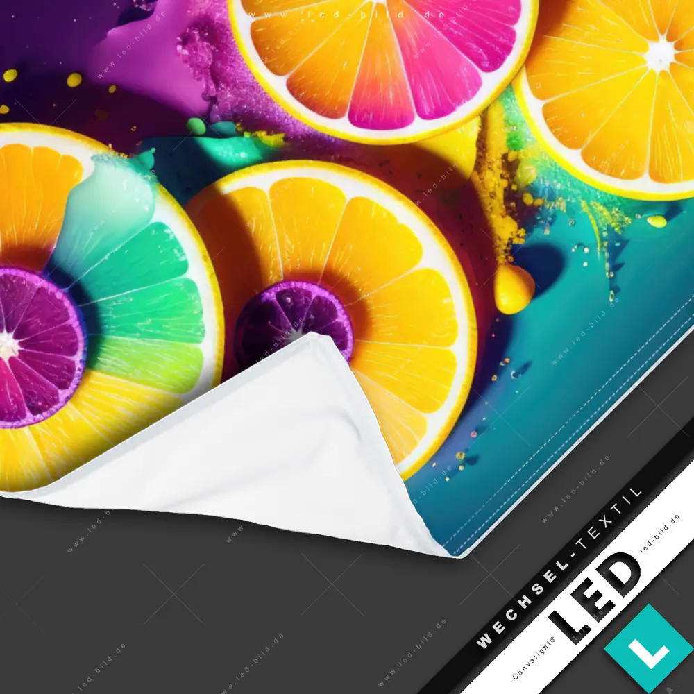 Wechsel-Textil 💚 Neonfarbene Zitronen | LED-Bild Canvalight® TEX ...
